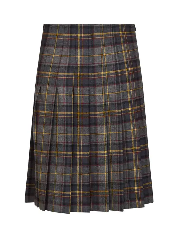Etro Stretch Wool Plaid Pleated Short Skirt - Multicolor