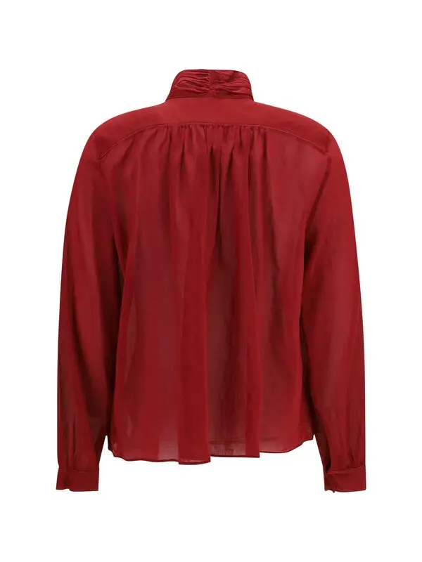 FORTE_FORTE Pleated High-neck Blouse - Red