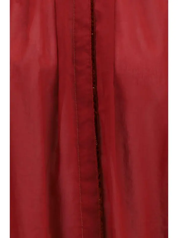FORTE_FORTE Pleated High-neck Blouse - Red