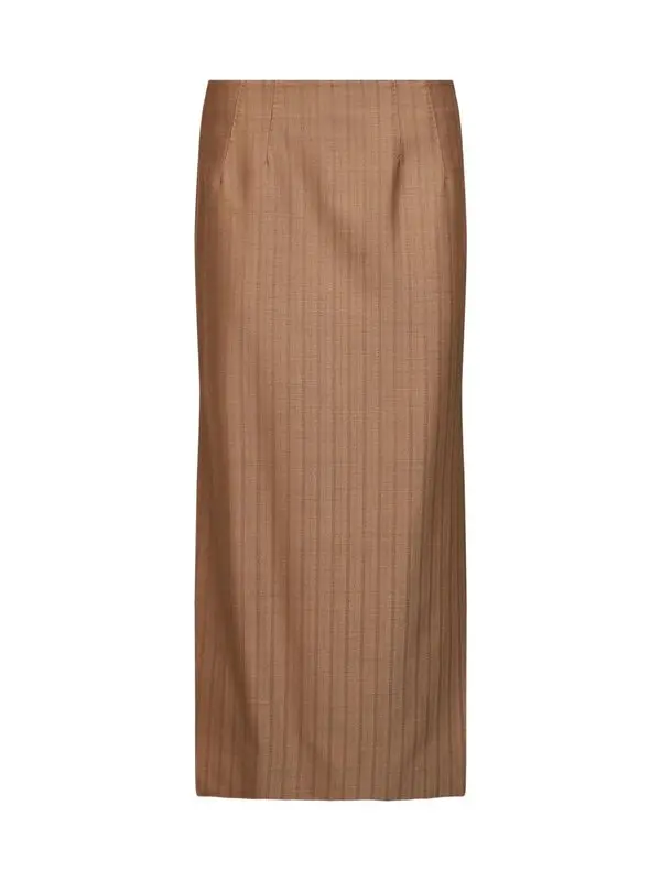 Etro Striped Wool Jacquard Straight Midi Skirt - Multicolor