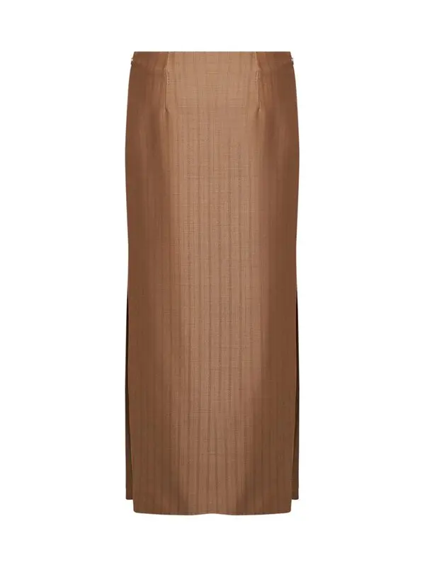 Etro Striped Wool Jacquard Straight Midi Skirt