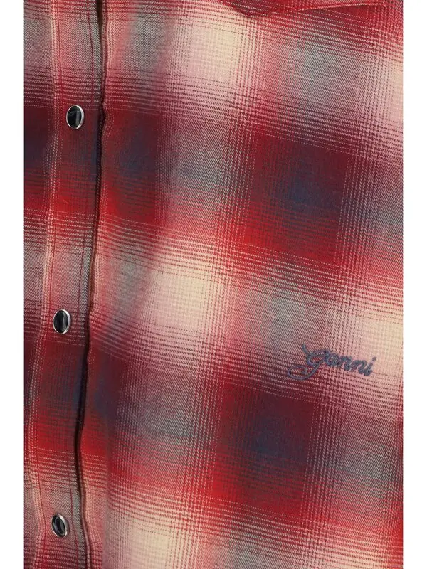 GANNI Cotton Flannel Check Shirt