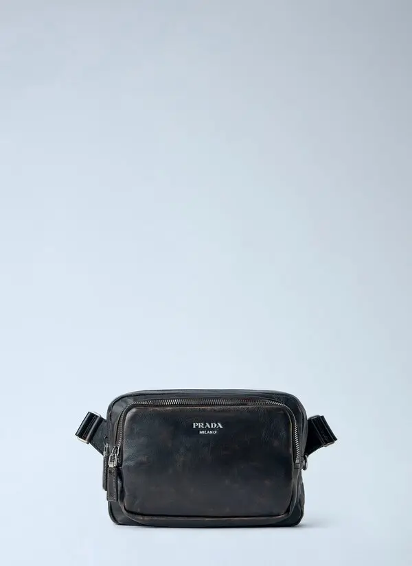 Prada Distressed Nappa Leather Shoulder Bag