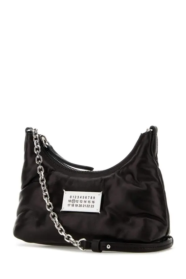 MAISON MARGIELA Nappa Leather Micro Glam Slam Hobo Shoulder Bag - Black
