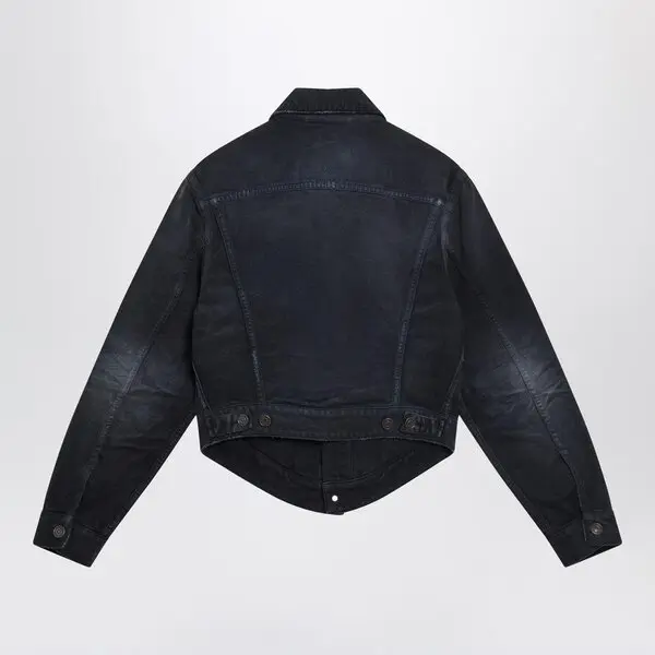 Balenciaga Denim Jacket With Curved Waist - Blue