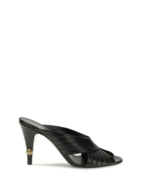 Versace Nappa Leather Mules - Black