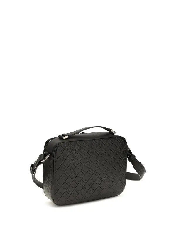 FERRAGAMO Leather Crossbody Bag With Embossed Gancini Pattern