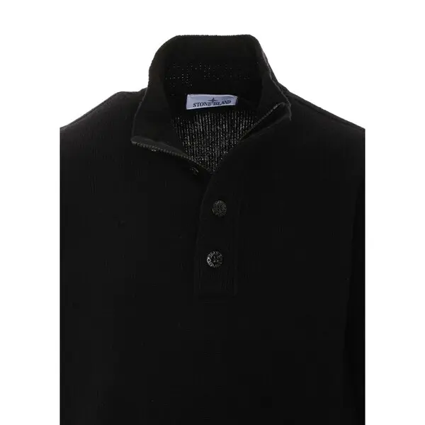Stone Island Logo High Neck Sweater - Black