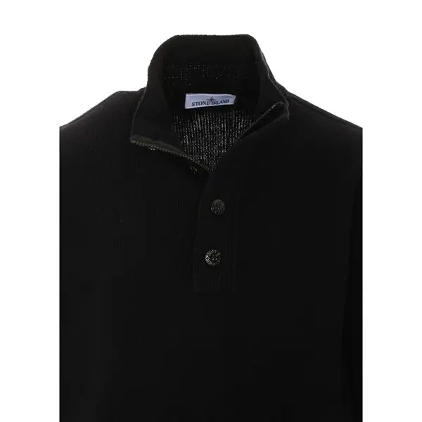 Stone Island Logo High Neck Sweater - Black