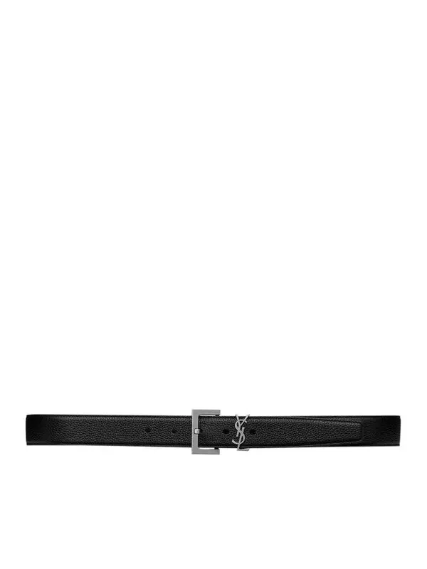 Saint Laurent Cassandre Belt In Hammered Leather With Square Buckle - Multicolor