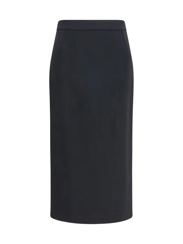 Dolce & Gabbana Stretch Wool Pencil Skirt - Black