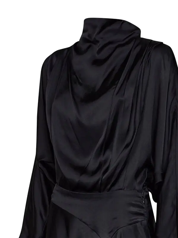 Isabel Marant Étoile Black Satin Neline Draped Mini Dress - Multicolor