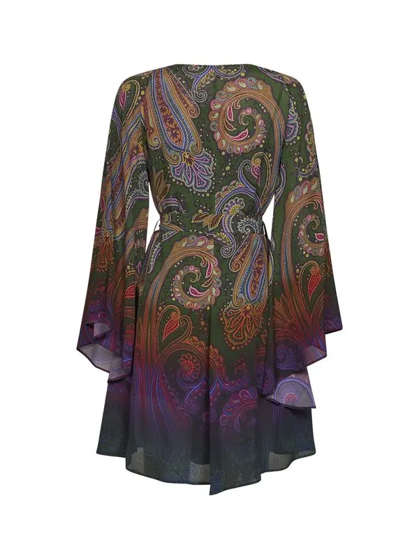 Etro Paisley-printed Belted Mini Dress - Multicolor