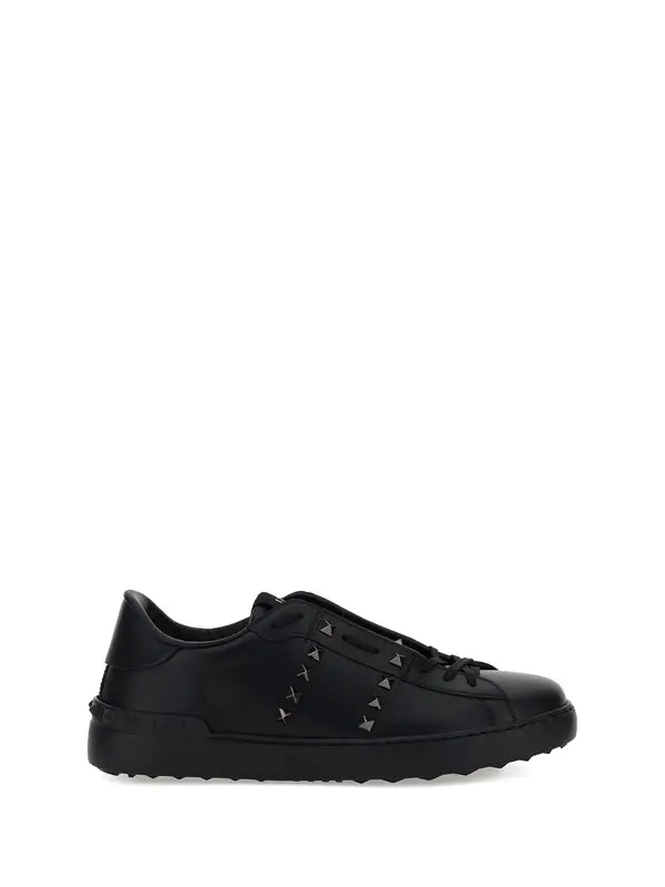 Valentino Garavani Rockstud Untitled Calf Leather Sneakers - Black