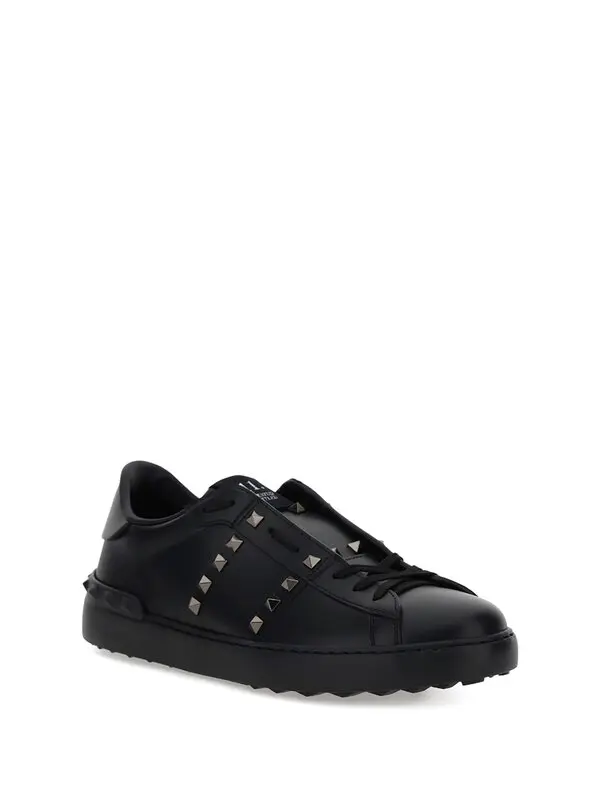 Valentino Garavani Rockstud Untitled Calf Leather Sneakers - Black