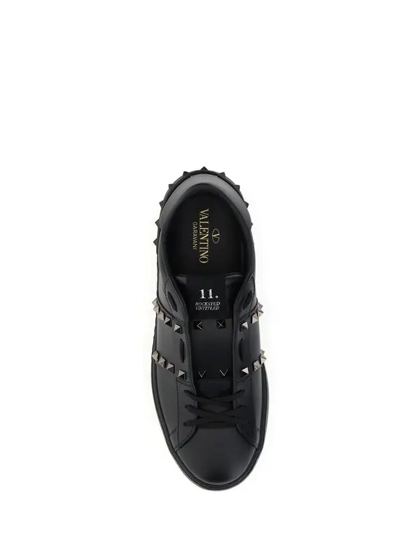 Valentino Garavani Rockstud Untitled Calf Leather Sneakers - Black