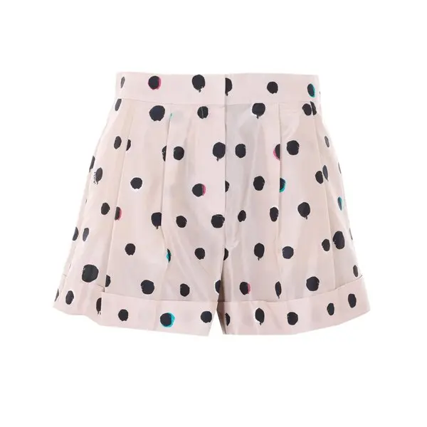 Fendi Polka Dot Print Silk Shorts - White