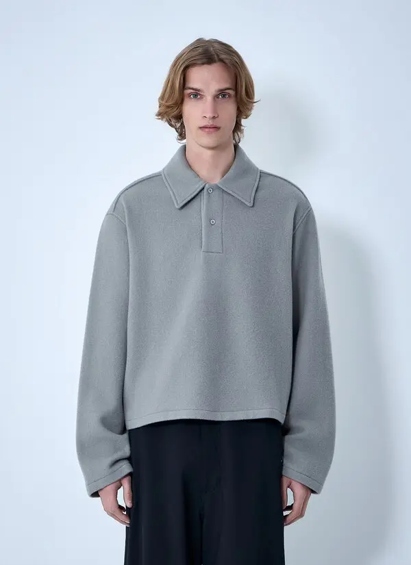 RIER Oversized Polo Knit Jumper - Gray