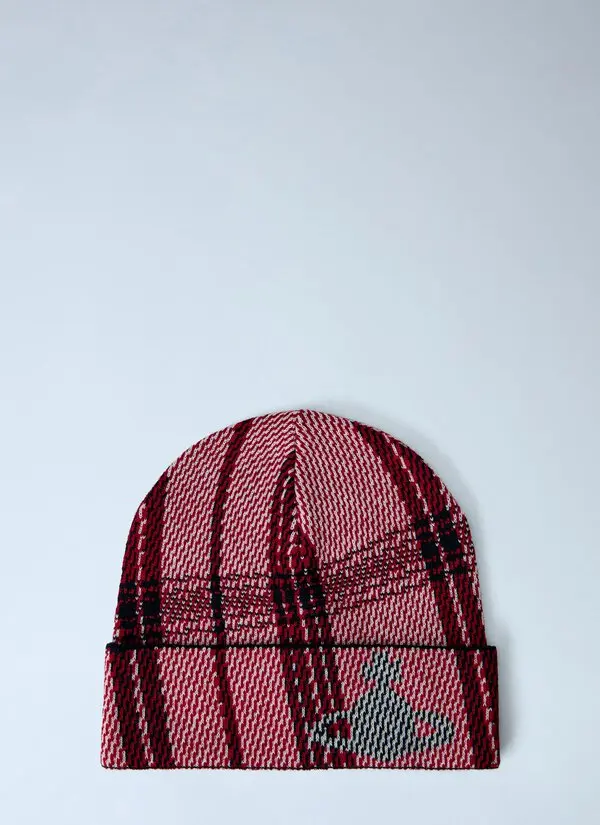 VIVIENNE WESTWOOD Check Knit Beanie - Red