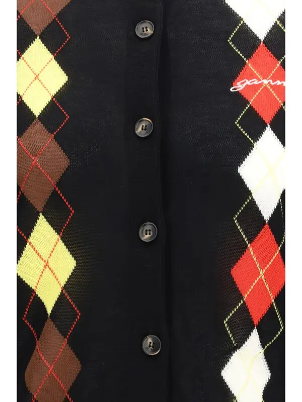 GANNI Diamond-pattern Cardigan