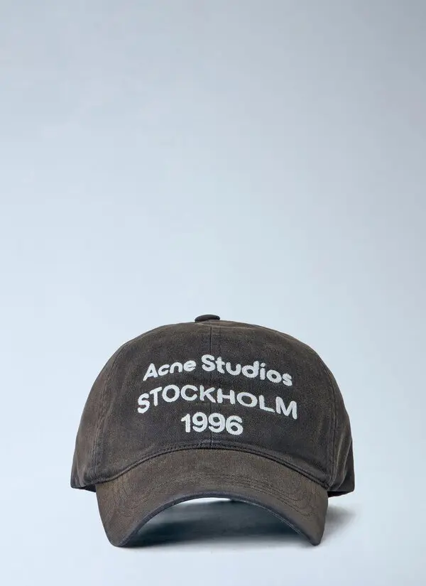 Acne Studios Washed Fabric Logo Baseball Cap - Gray