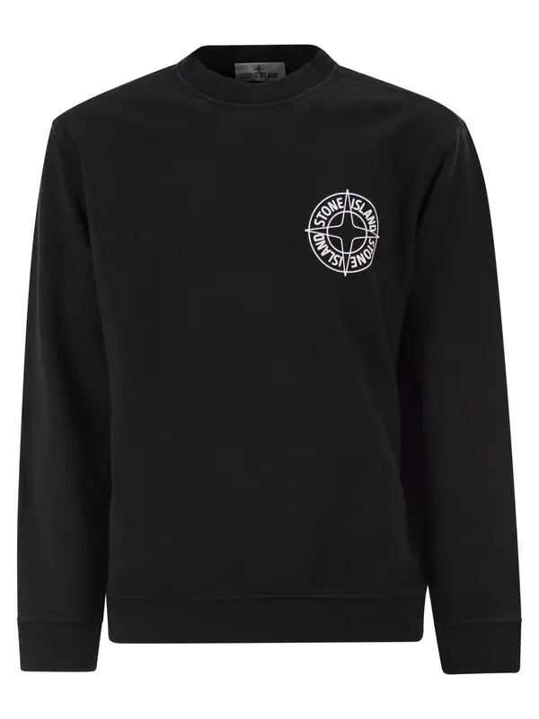 Stone Island Oversized Crew Neck Sweatshirt With “outline Compass” Print