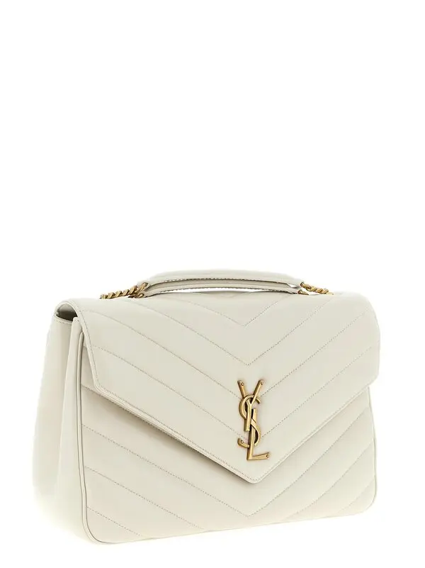 Saint Laurent Loulou' Large Shoulder Bag - Cream