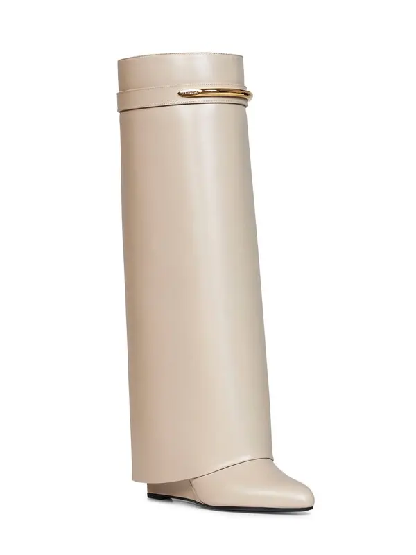 Givenchy Beige Leather Shark Pinch Knee-high Boots