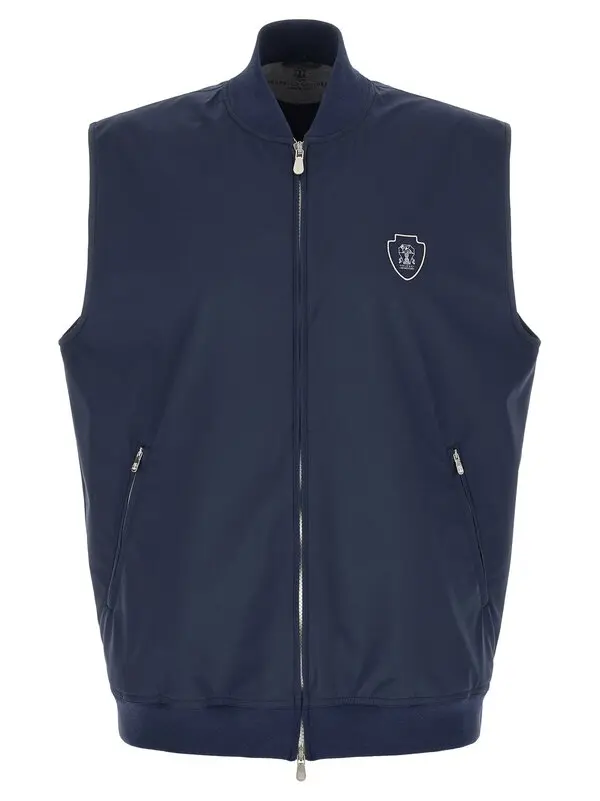 Brunello Cucinelli Logo Nylon Vest - Blue