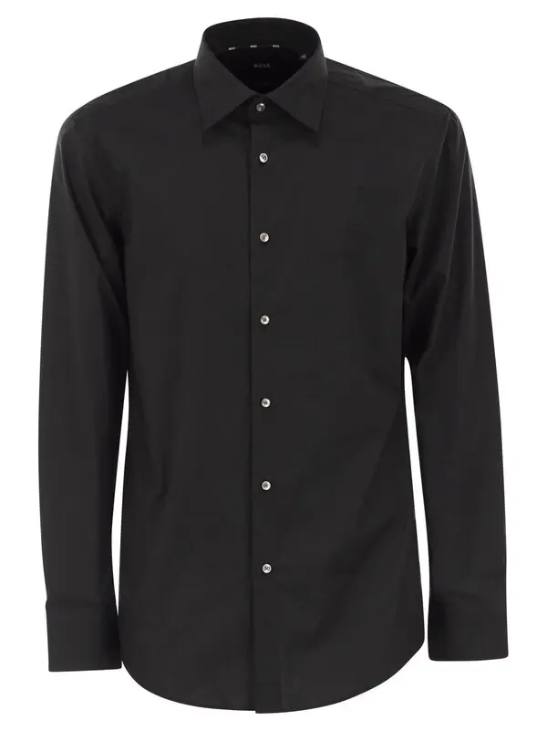 BOSS Slim Fit Shirt In Easy-iron Stretch Cotton Poplin - Black