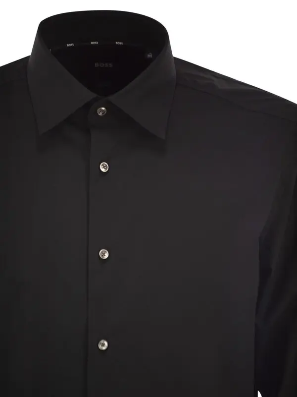 BOSS Slim Fit Shirt In Easy-iron Stretch Cotton Poplin - Black