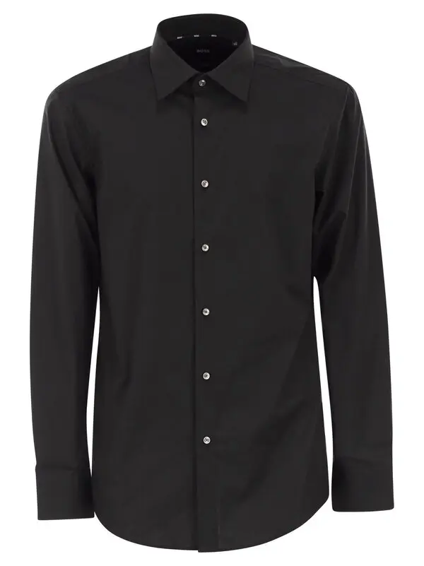 BOSS Slim Fit Shirt In Easy-iron Stretch Cotton Poplin - Black
