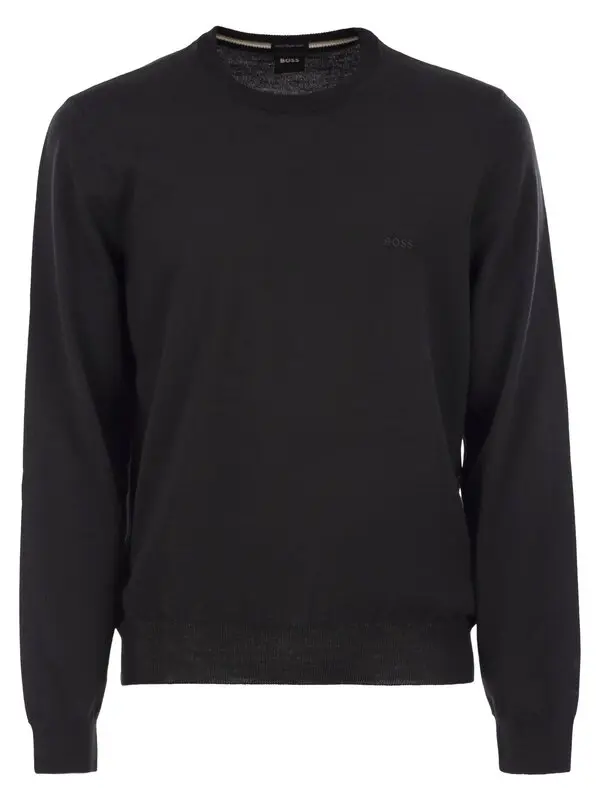 BOSS Regular Fit Virgin Wool Jumper With Embroidered Logo