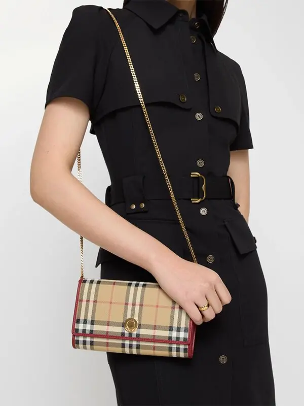 Burberry Check Chain Strap Wallet