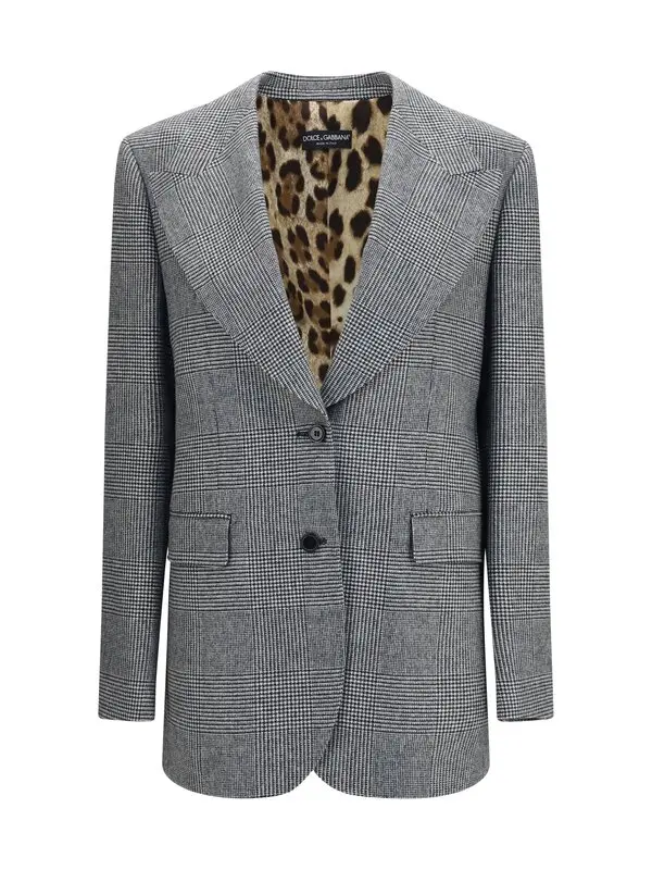 Dolce & Gabbana Prince Of Wales Single Breasted Blazer - Gray