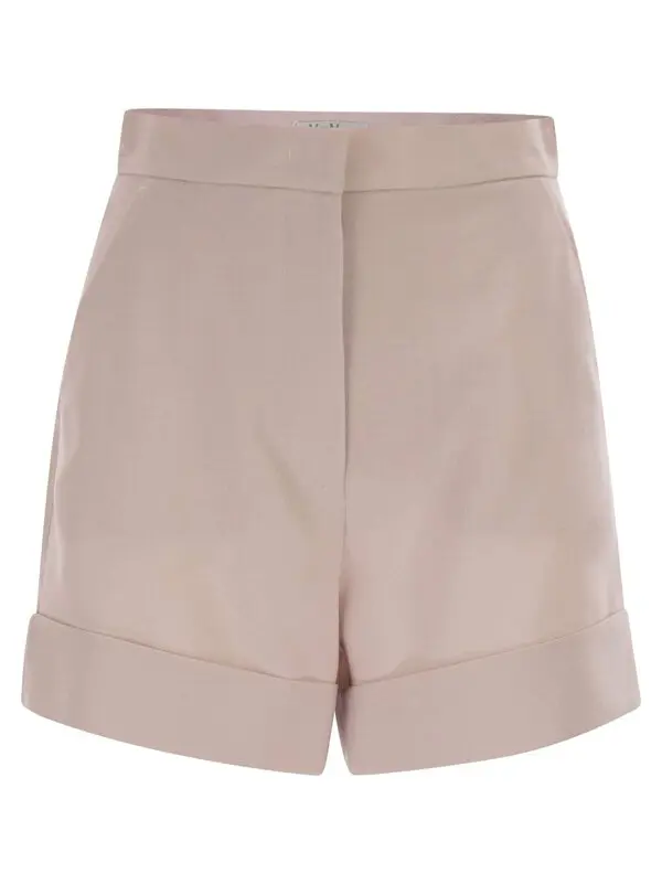 Max Mara Mxmcelebre Shorts In Wool, Mohair And Silk Canvas - Pink