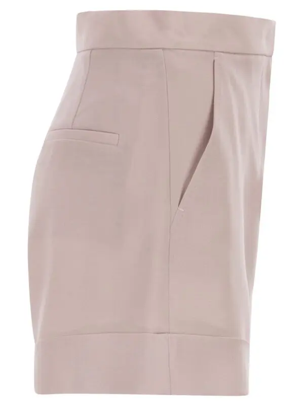 Max Mara Mxmcelebre Shorts In Wool, Mohair And Silk Canvas - Pink
