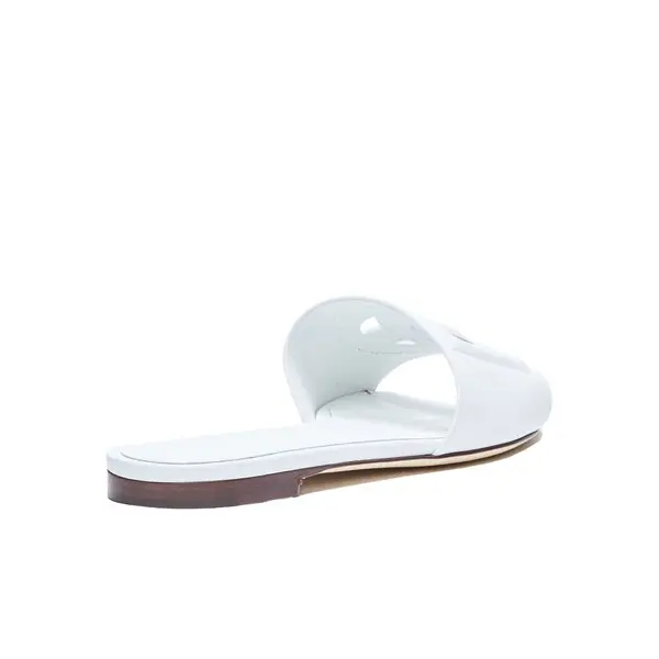 Dolce & Gabbana Leather Slide With Dg Logo - White