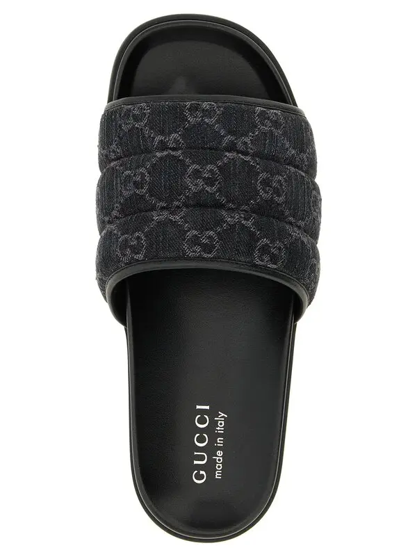 Gucci Gg Denim Slides - Black