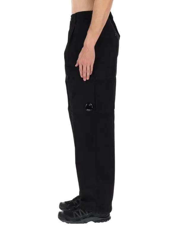 C.P. COMPANY Logo Patch Cargo Trousers - Black