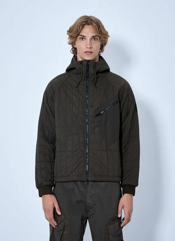 Stone Island Quilted Hooded Jacket - Brown