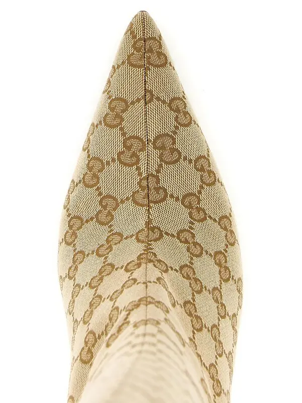 Gucci Bombshell Gg Fabric Stiletto Boots - Cream