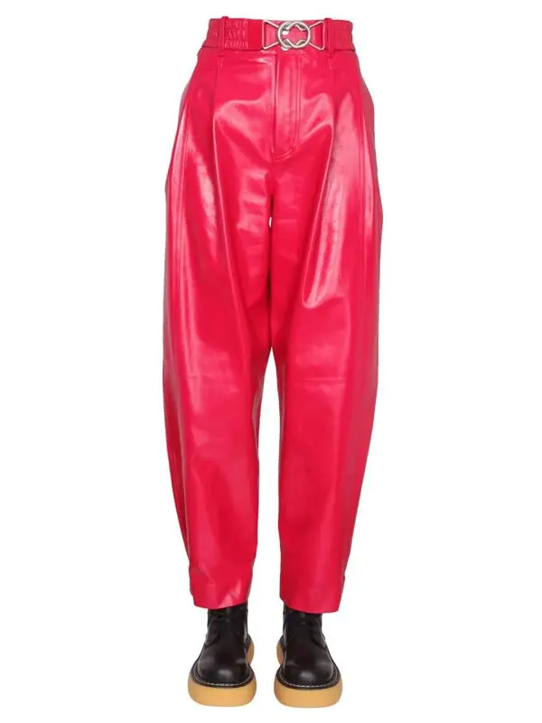 Bottega Veneta Leather Pants - Red
