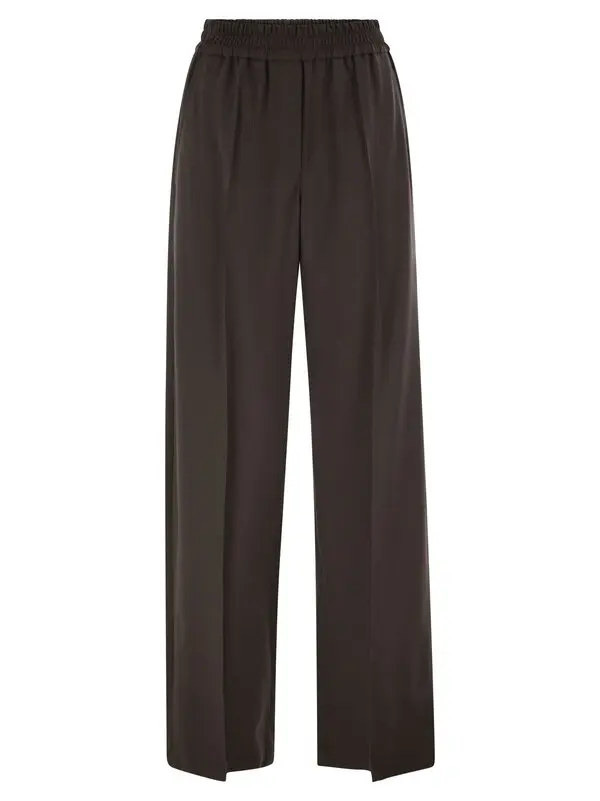 Brunello Cucinelli Stretch Virgin Wool Fluid Trousers - Brown