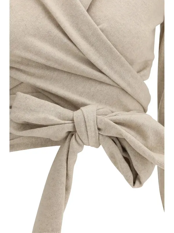 Alaïa Wool Cashmere Wrap Top - Cream
