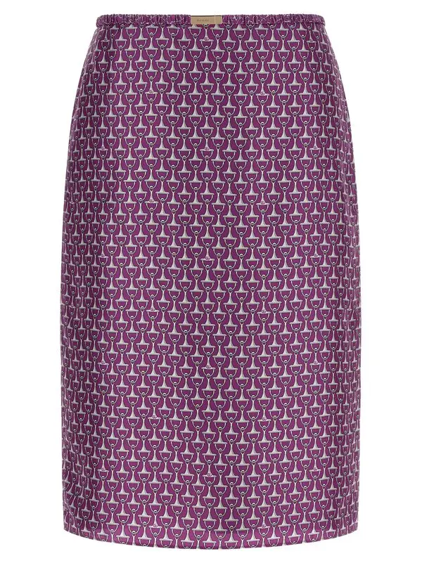 Gucci Morsetto Print Silk Midi Skirt - Purple