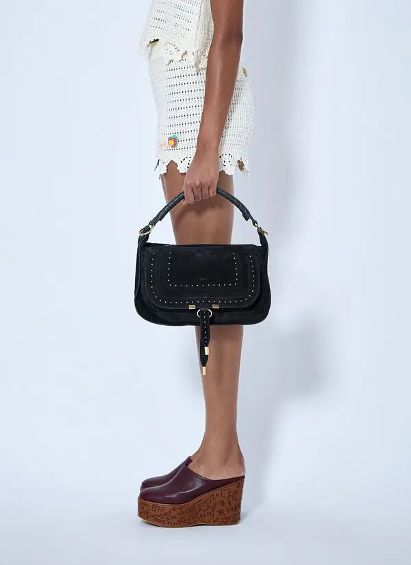 Chloé Marcie Medium Studded Suede Shoulder Bag