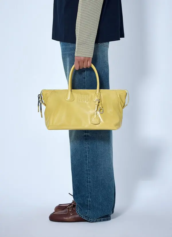 Miu Miu Leather Top Handle Bag - Yellow