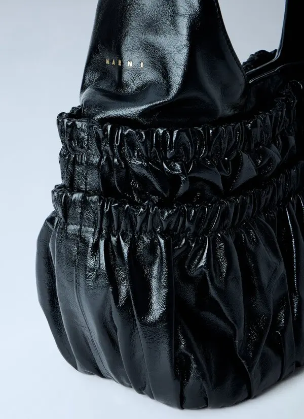 Marni Gathered Leather Shoulder Bag
