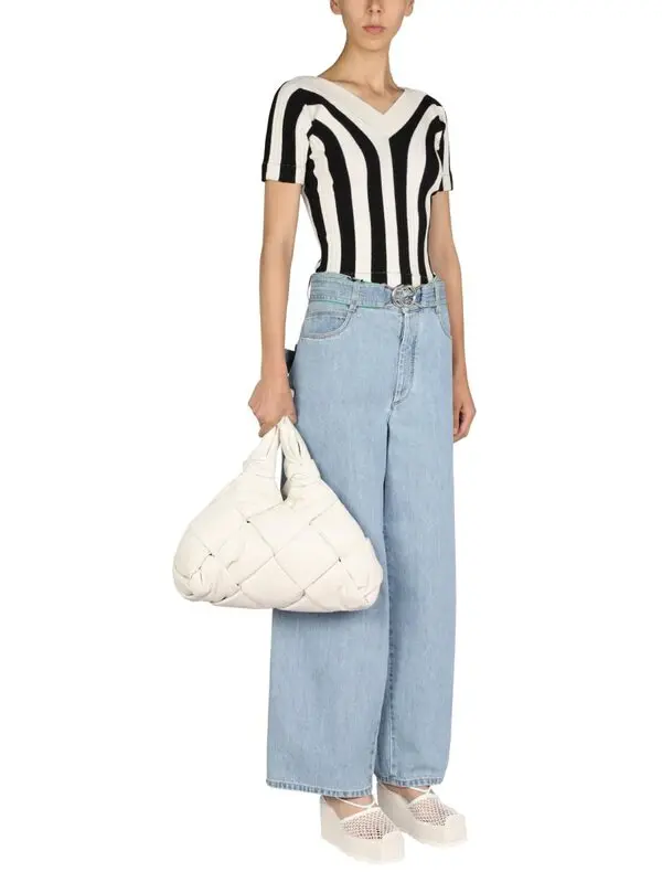 Bottega Veneta Striped Pattern Top - Black
